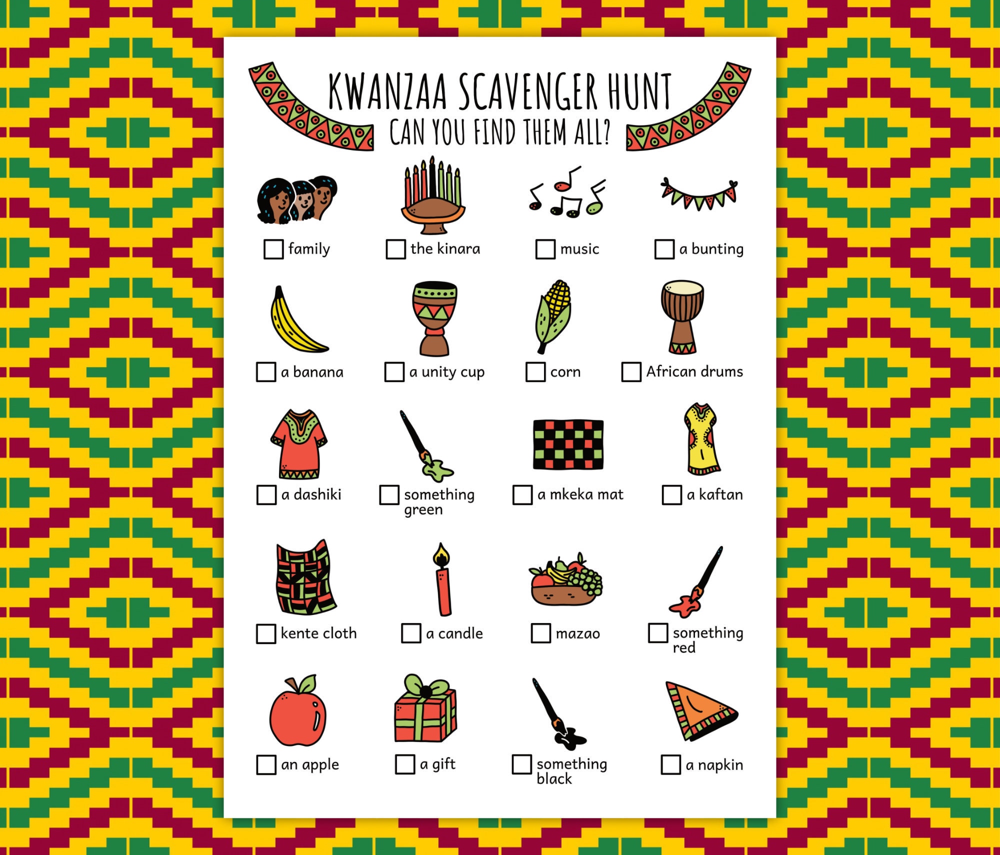 Kwanzaa Scavenger Hunt for Kids, African Festival Treasure Hunt, Party ...