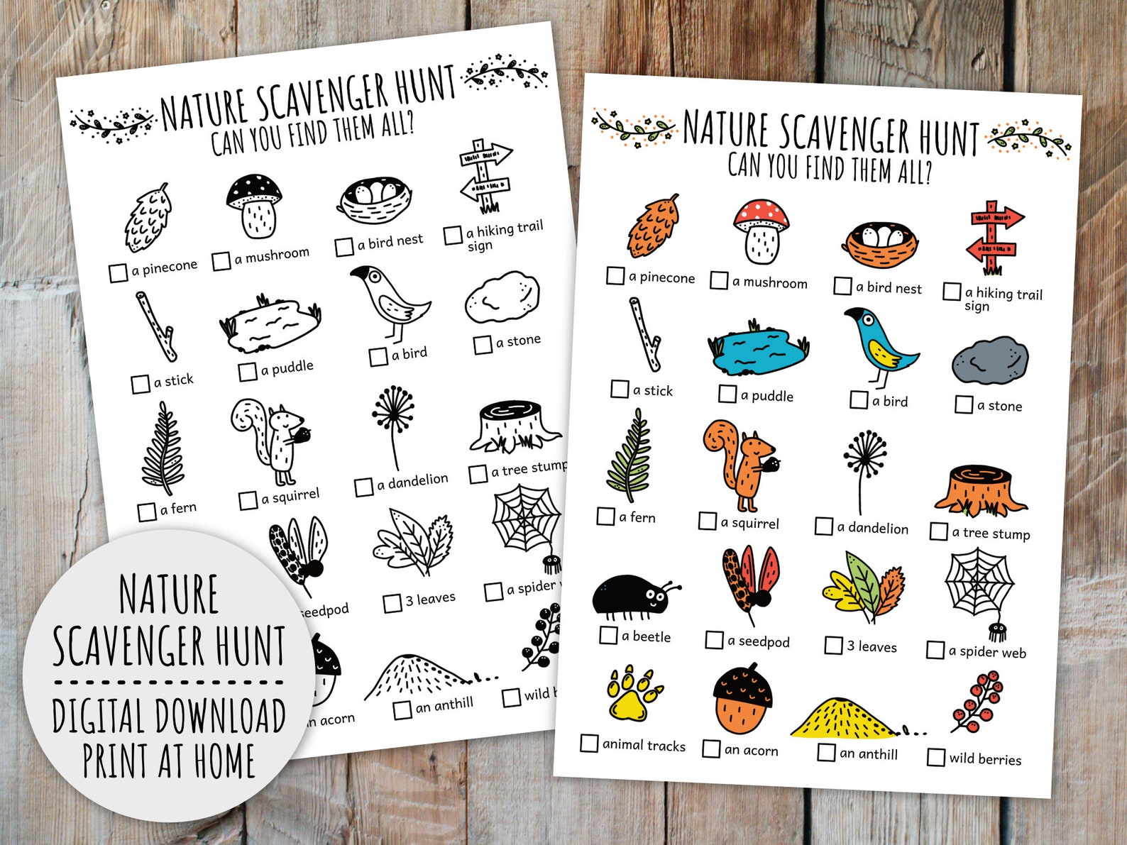 Nature Scavenger Hunt For Kids Outdoors Kids Activity And | Etsy