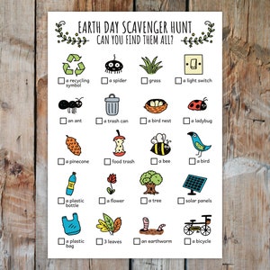 Earth Day Scavenger Hunt for Kids - Nature Walk Printable Game, Outdoor ...