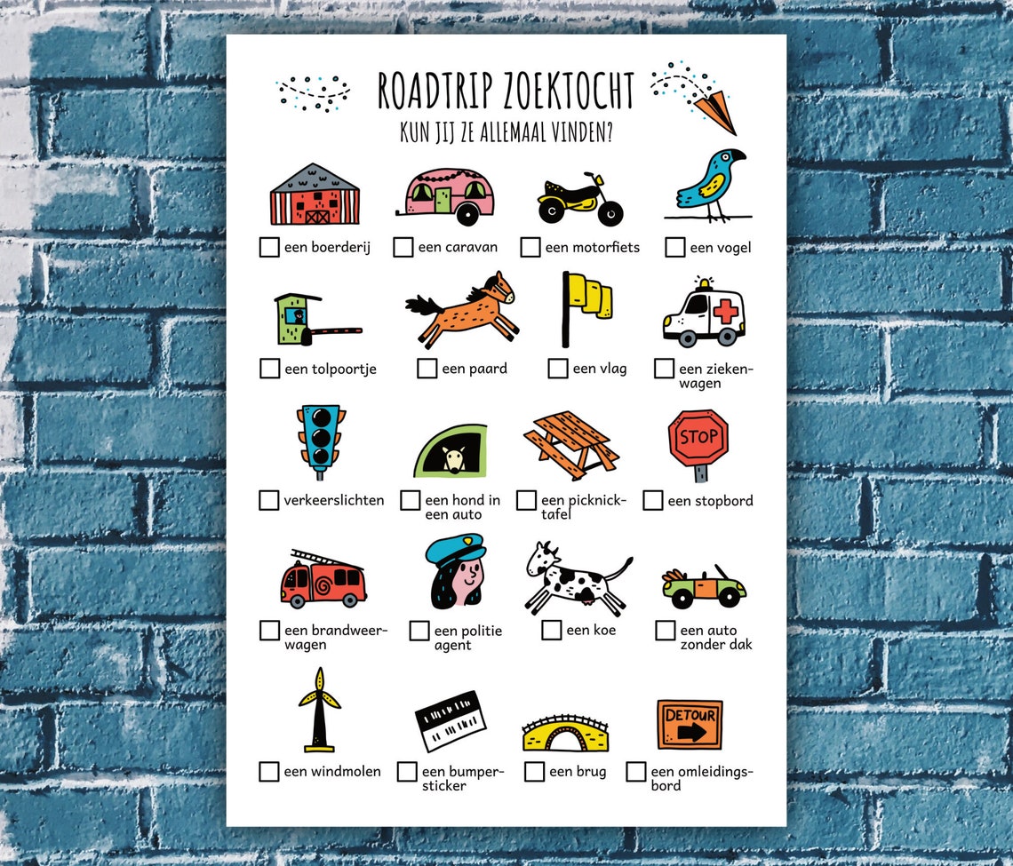 Roadtrip Speurtocht Voor Kinderen, Auto Reizen Zoektocht, Nederlands ...