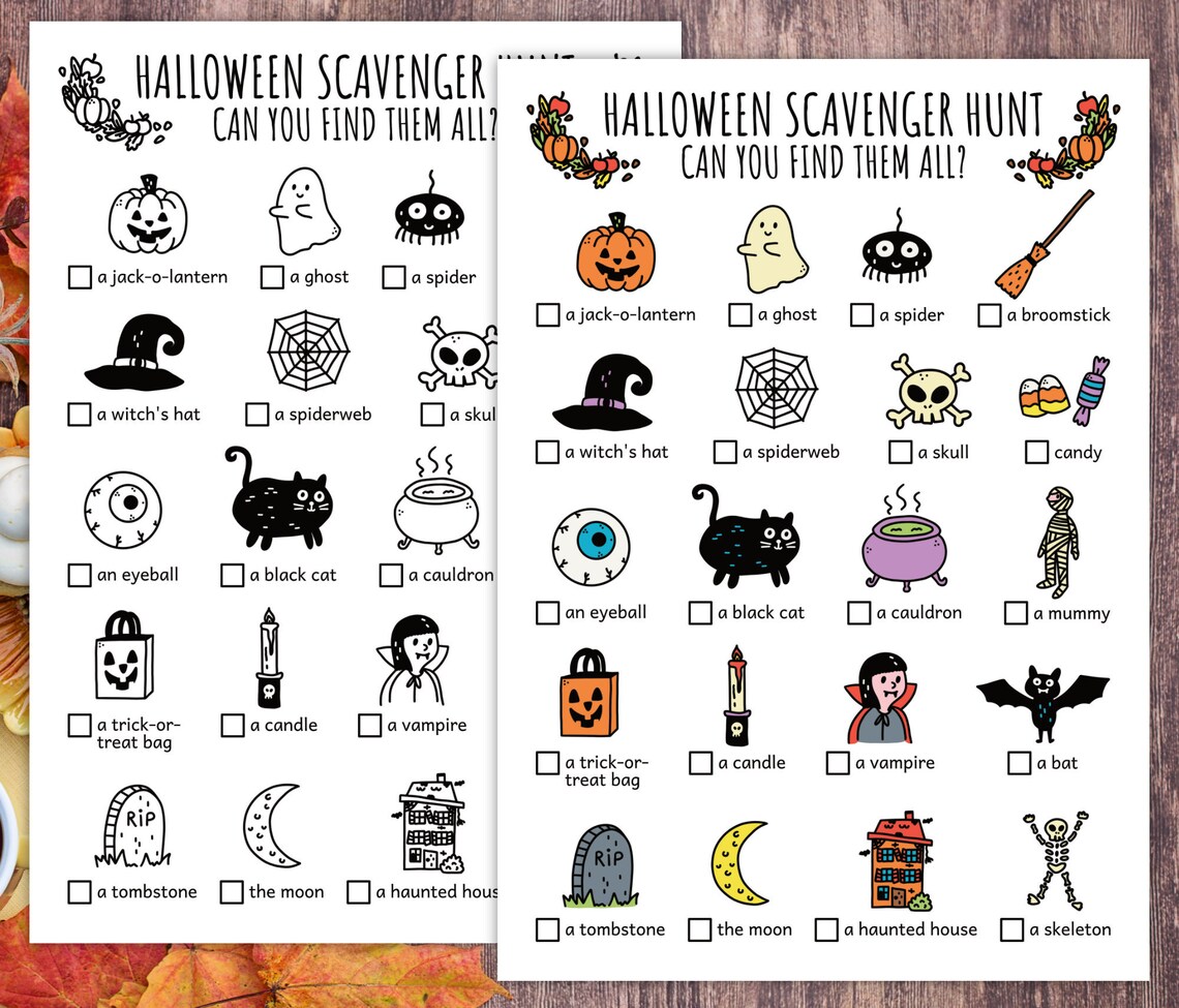 Fall Scavenger Hunt Bundle for Kids, Set of 4 Autumn Treasure Hunt ...