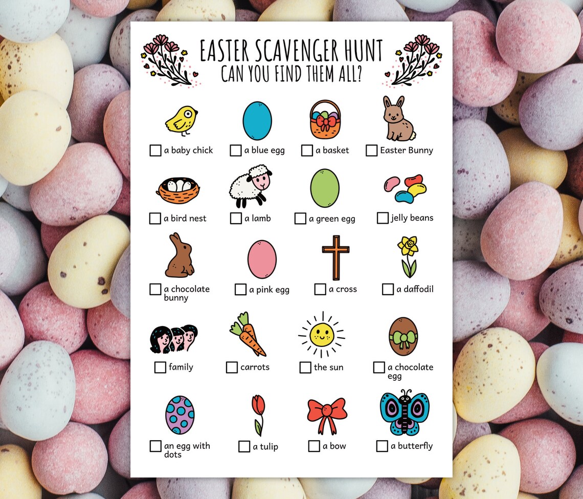 Easter Scavenger Hunt for Kids, Outdoor Easter Holiday Treasure Hunt ...
