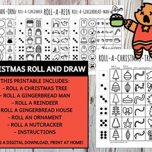 Christmas Roll and Draw Game Xmas Dice Drawing Activity for Kids BUNDLE ...
