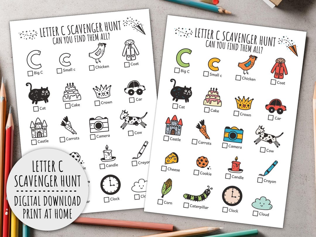 Letter C Scavenger Hunt for Kids | Alphabet Activity, Preschool ...
