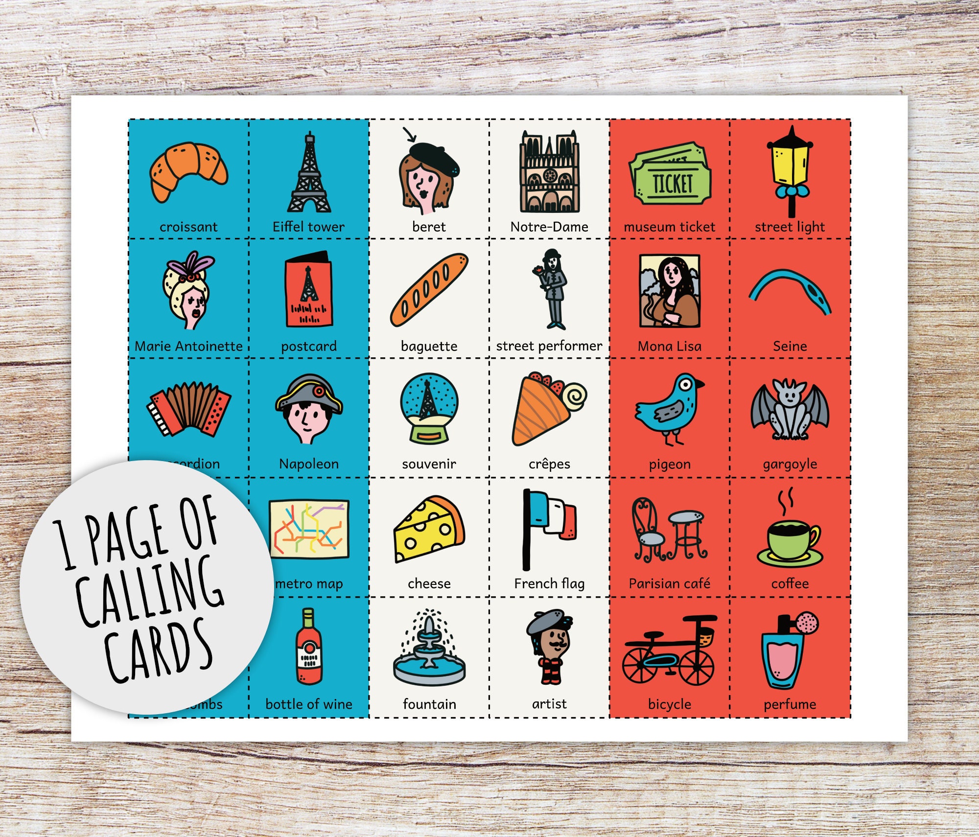 Paris Bingo Game for Kids, Kids Parisian Party Game, Travel Classroom ...