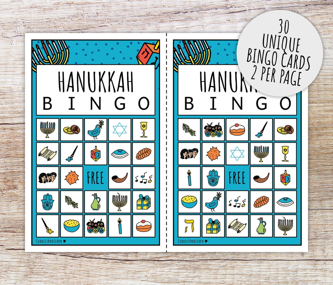 Hanukkah Bingo Game for Kids, Chanukah Party Game, Classroom Game and ...