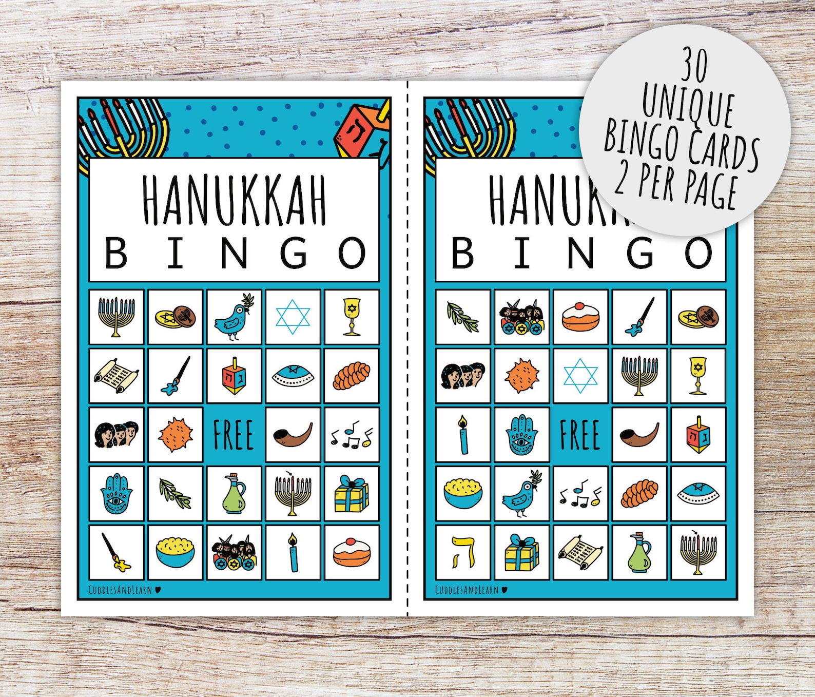 Hanukkah Bingo Game for Kids, Chanukah Party Game, Classroom Game and ...