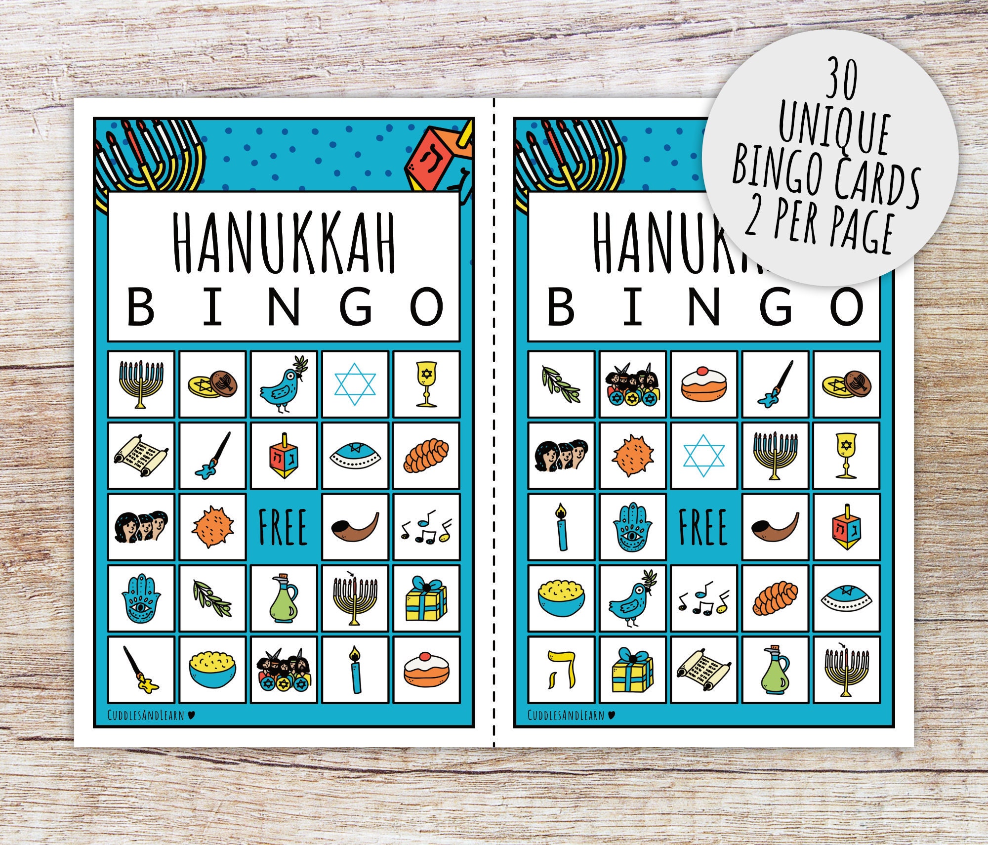 Hanukkah Bingo Game for Kids, Chanukah Party Game, Classroom Game and ...