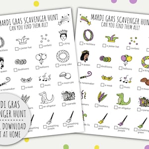 Mardi Gras Scavenger Hunt for Kids, Fat Tuesday Treasure Hunt, Shrove ...
