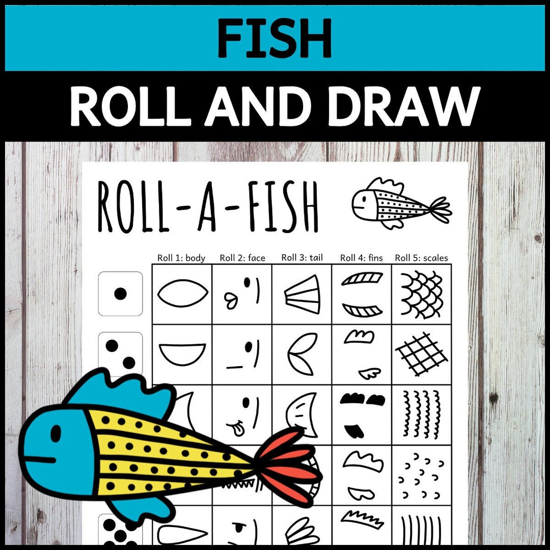 Roll-a-fish Roll and Draw a Fish Game Animal Summer Dice Drawing ...