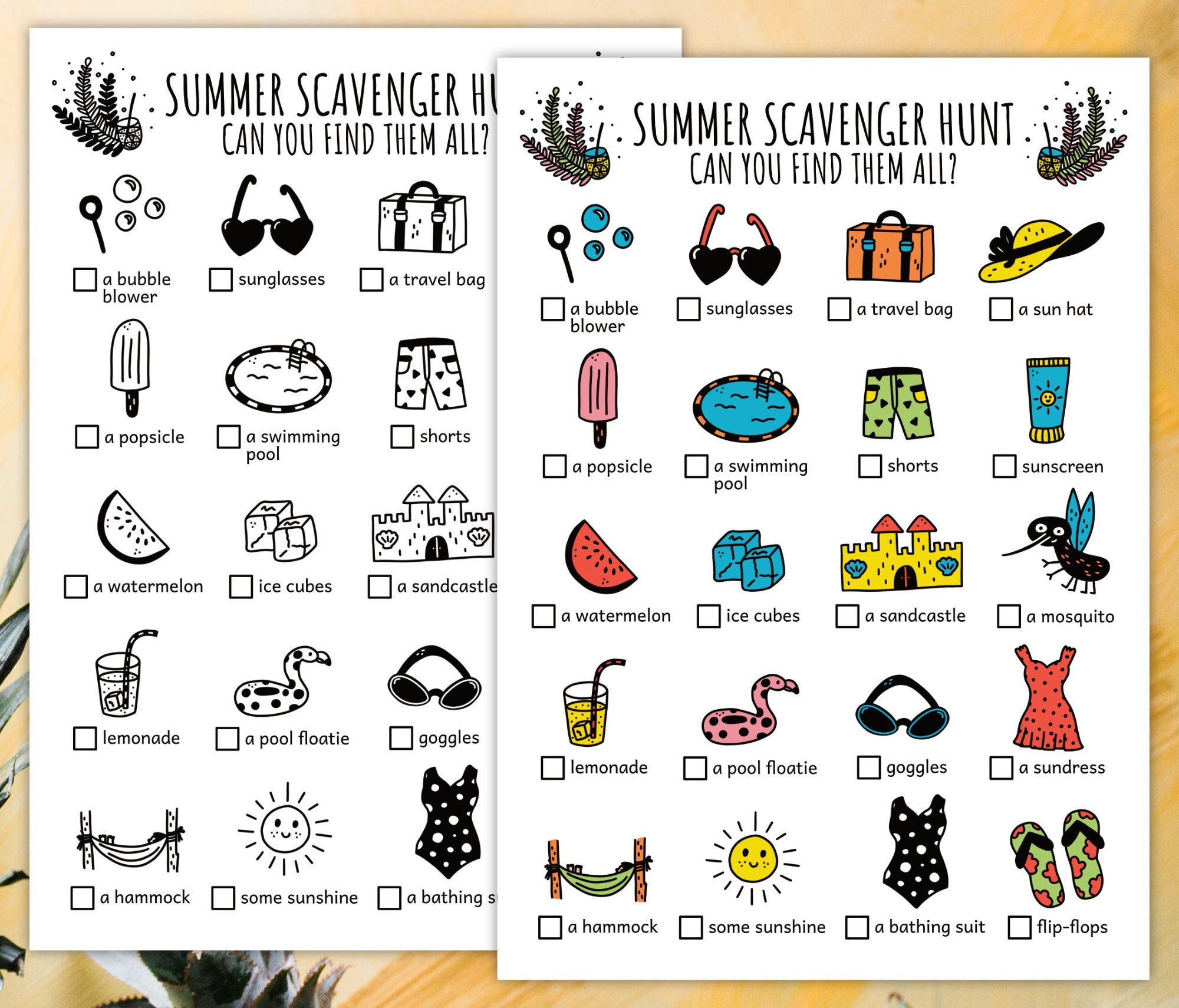Summer Scavenger Hunt Bundle for Kids, Set of 4 Summer Treasure Hunt ...