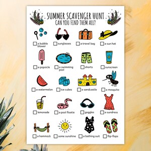 Summer Scavenger Hunt for Kids, Summer Kids Activity and Kids Beach ...