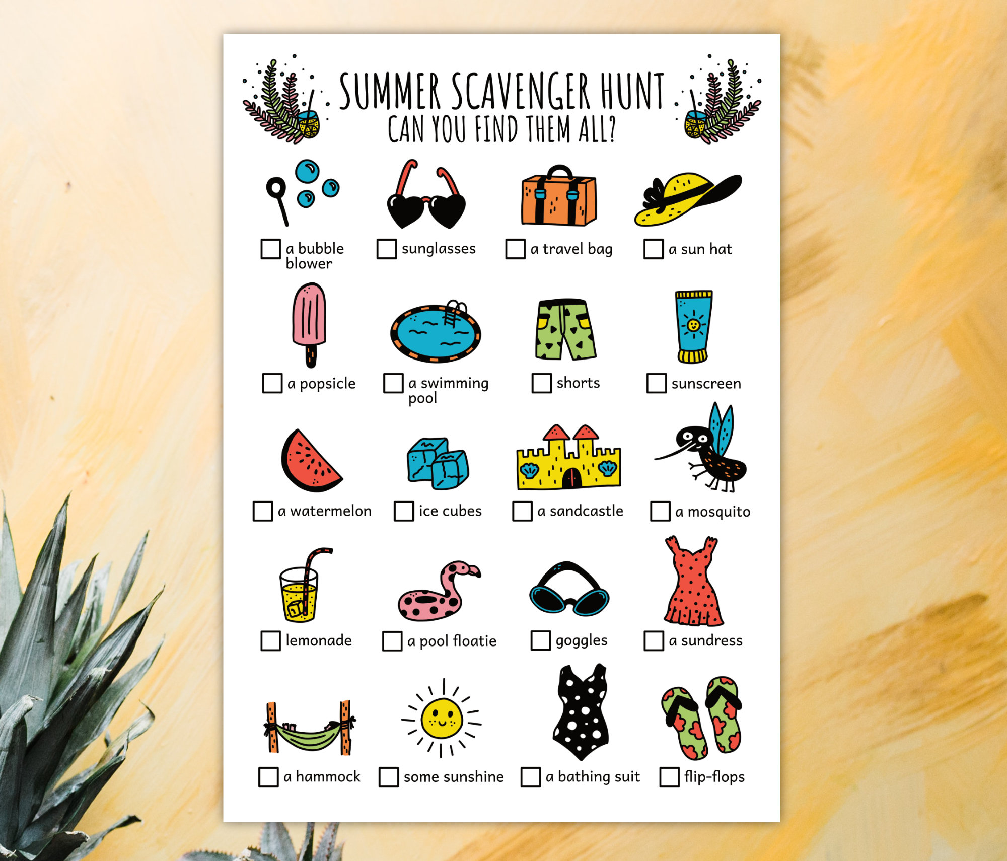 Summer Scavenger Hunt for Kids, Summer Kids Activity and Kids Beach ...