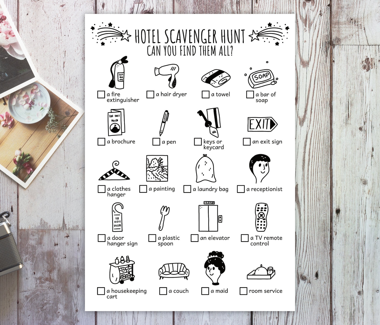 Hotel Scavenger Hunt for Kids, Travel Treasure Hunt, Family Vacation ...
