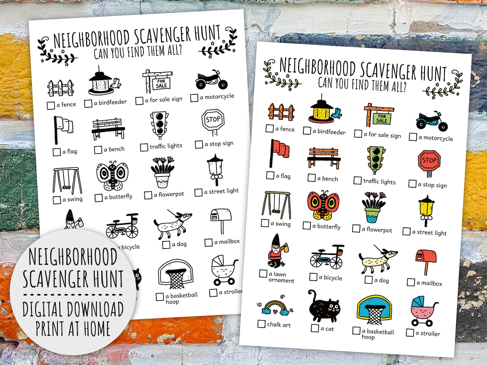 Neighborhood Scavenger Hunt for Kids, Outdoors Kids Activity, Printable ...