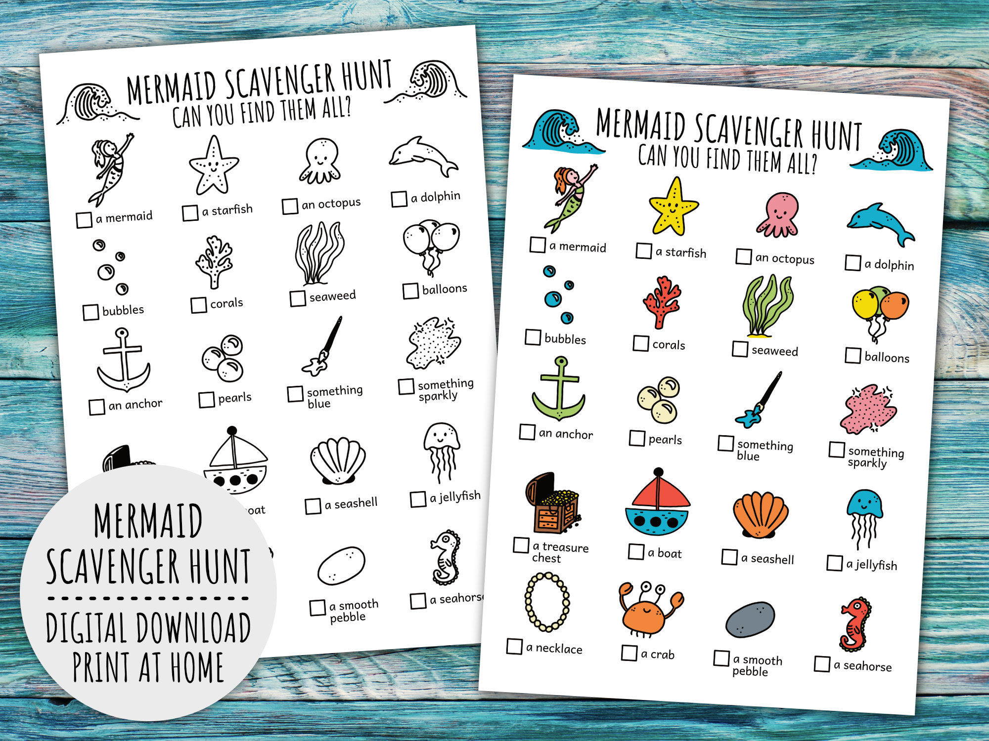Mermaid Scavenger Hunt for Kids, Magical Sea Treasure Hunt, Mermaid ...