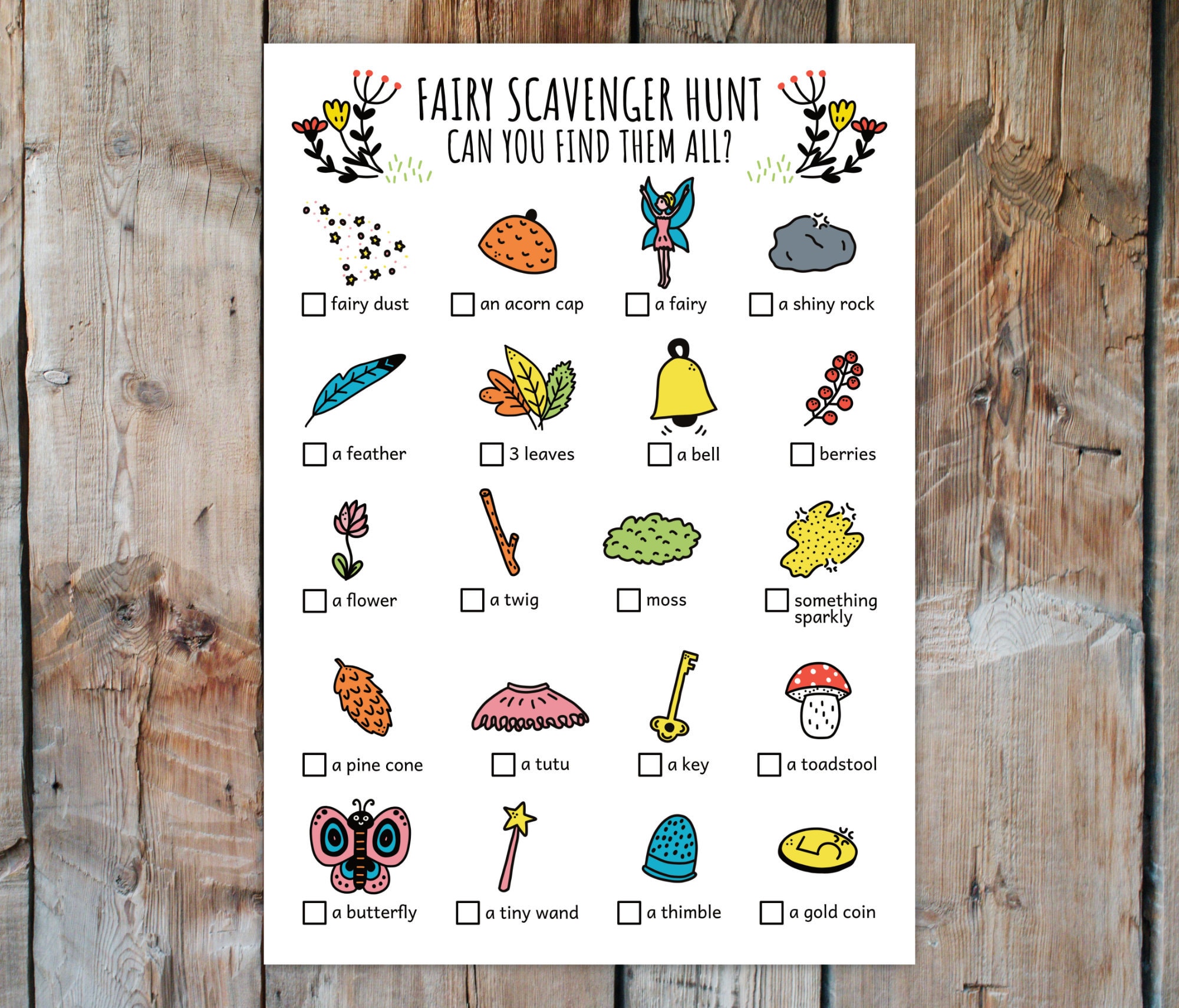 Fairy Scavenger Hunt for Kids, Magical Forest Treasure Hunt, Outdoor ...