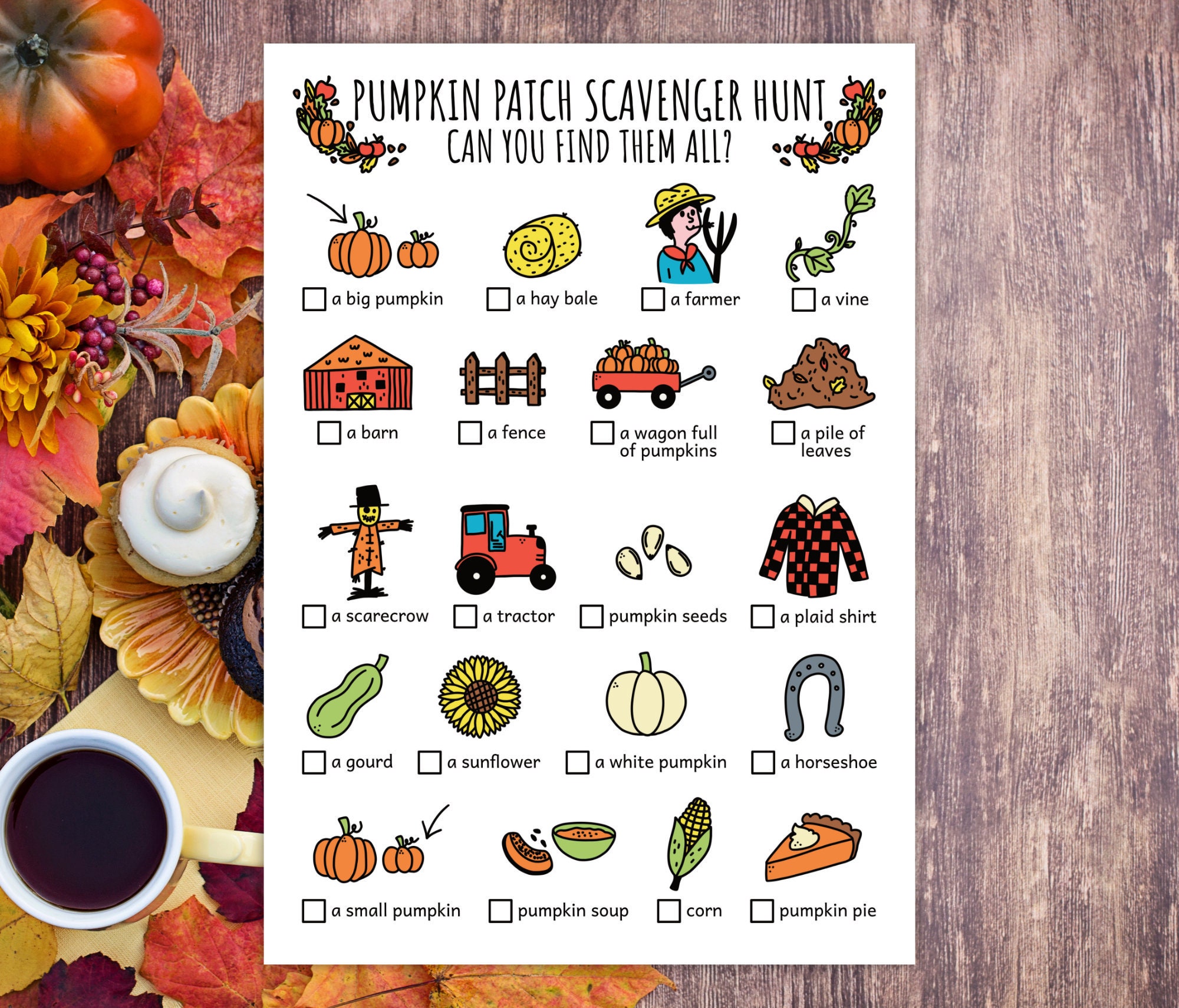 Pumpkin Patch Scavenger Hunt for Kids, Fall Treasure Hunt, Autumn Party ...