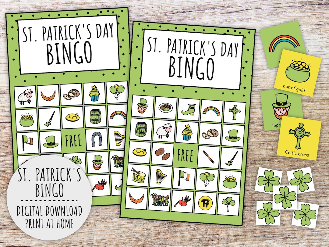 St. Patrick's Day Bingo Game for Kids, Kids St Patty's Party Game ...