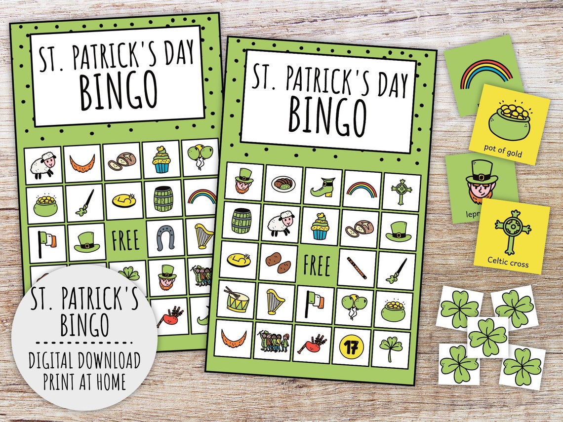 St. Patrick's Day Bingo Game for Kids, Kids St Patty's Party Game ...