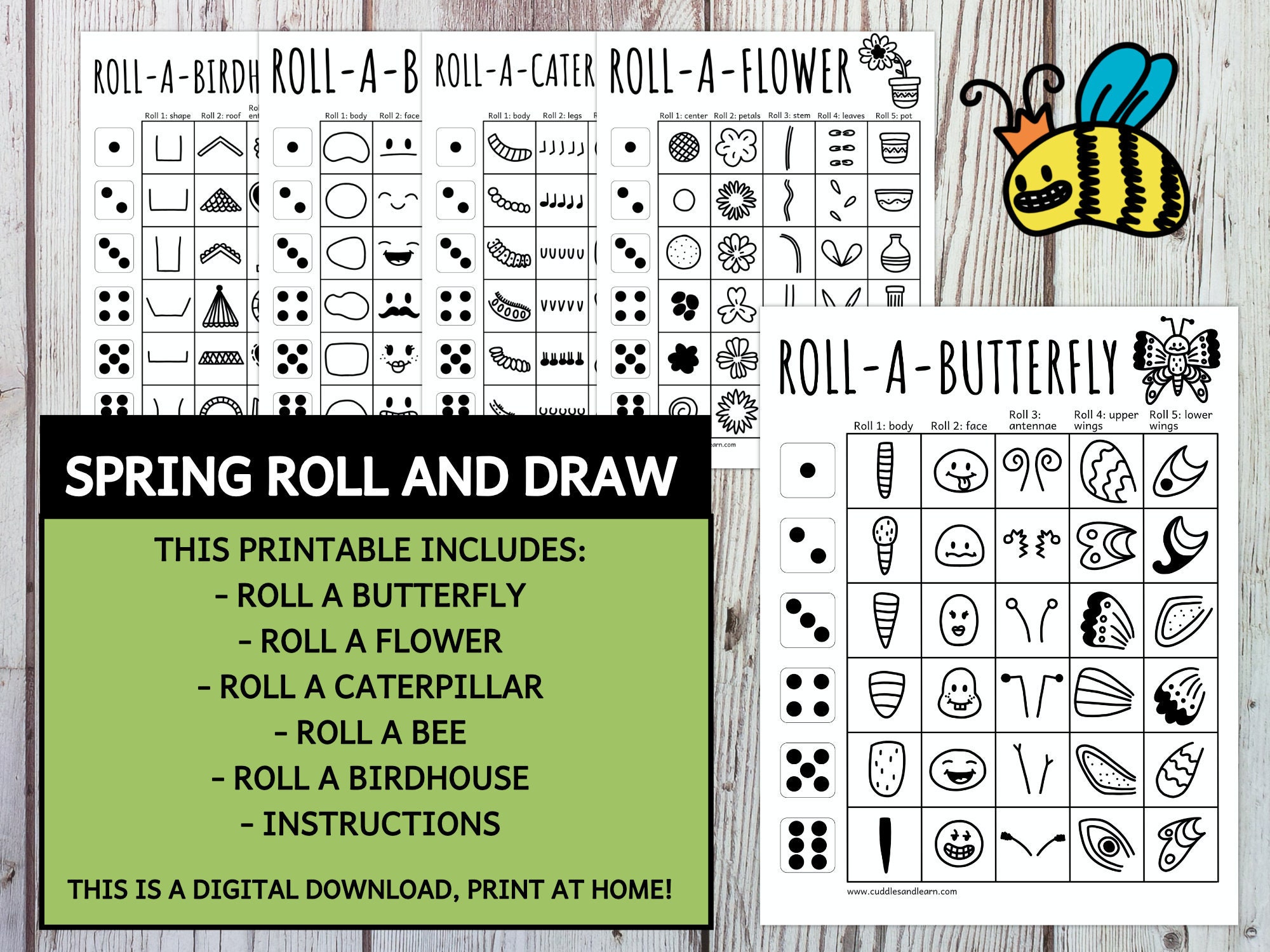 Spring Roll and Draw Game Spring Dice Drawing Activity for Kids BUNDLE ...