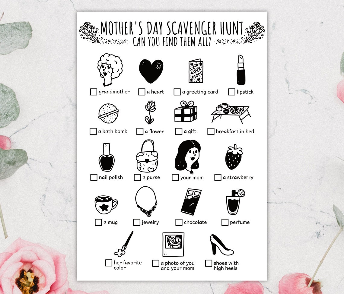 Mother's Day Scavenger Hunt for Kids, Indoor Kids Activity and Mother's ...