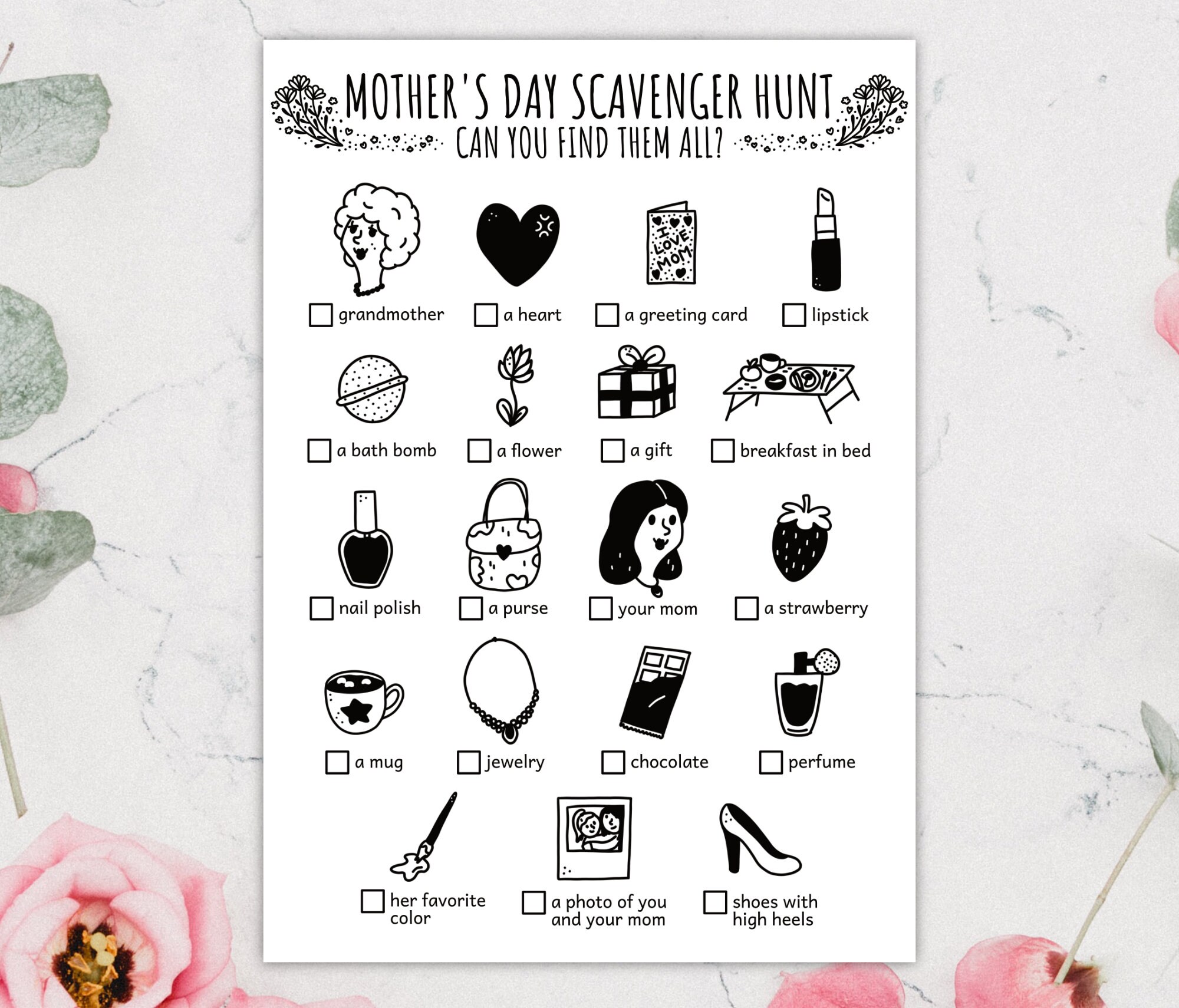 Mother's Day Scavenger Hunt for Kids, Indoor Kids Activity and Mother's ...