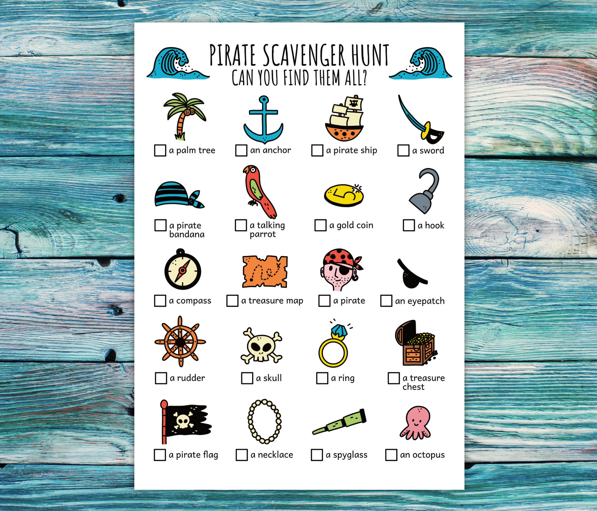 Pirate Scavenger Hunt for Kids, Magical Sea Pirate Treasure Hunt and ...