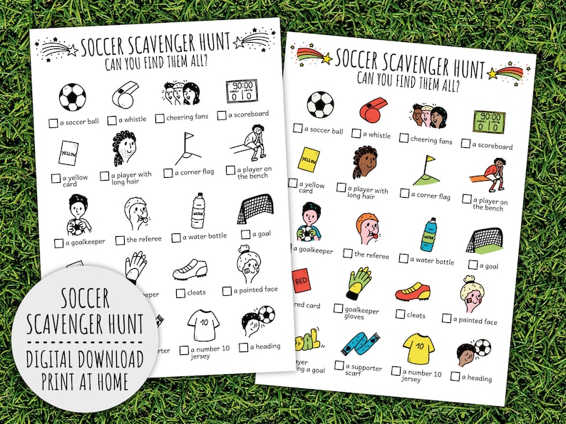 Soccer Scavenger Hunt for Kids, Football Treasure Hunt and Football ...