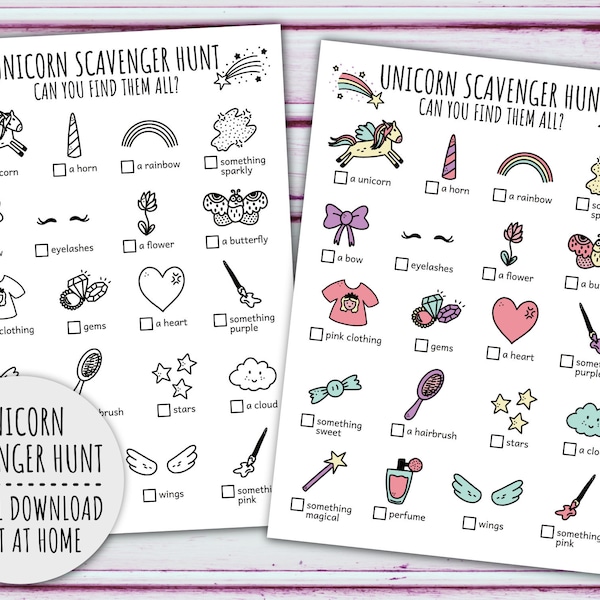Unicorn Scavenger Hunt - Etsy