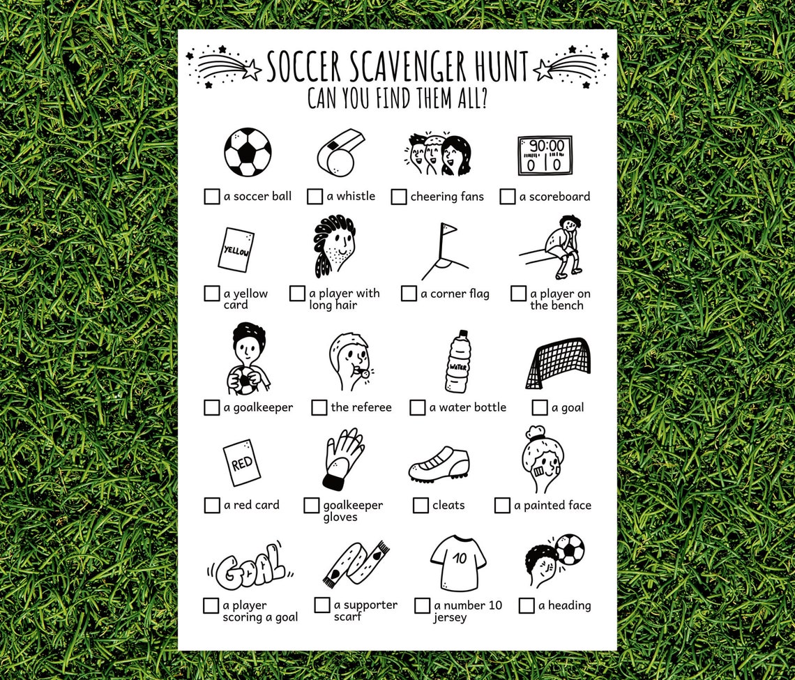 Soccer Scavenger Hunt for Kids, Football Treasure Hunt and Football ...
