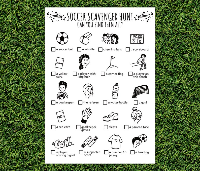 Soccer Scavenger Hunt for Kids, Football Treasure Hunt and Football ...