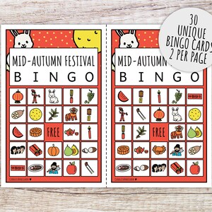 Mid-autumn Festival Bingo Game for Kids, Kids Party Game, Harvest ...