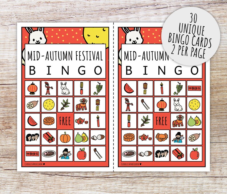 Mid-autumn Festival Bingo Game for Kids, Kids Party Game, Harvest ...
