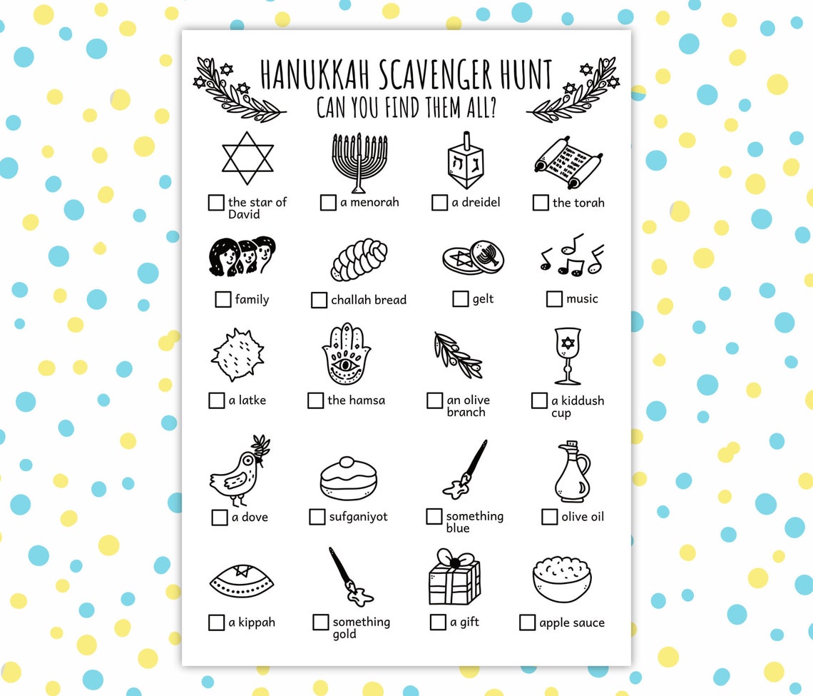 Hanukkah Scavenger Hunt for Kids, Chanukah Treasure Hunt, Party ...