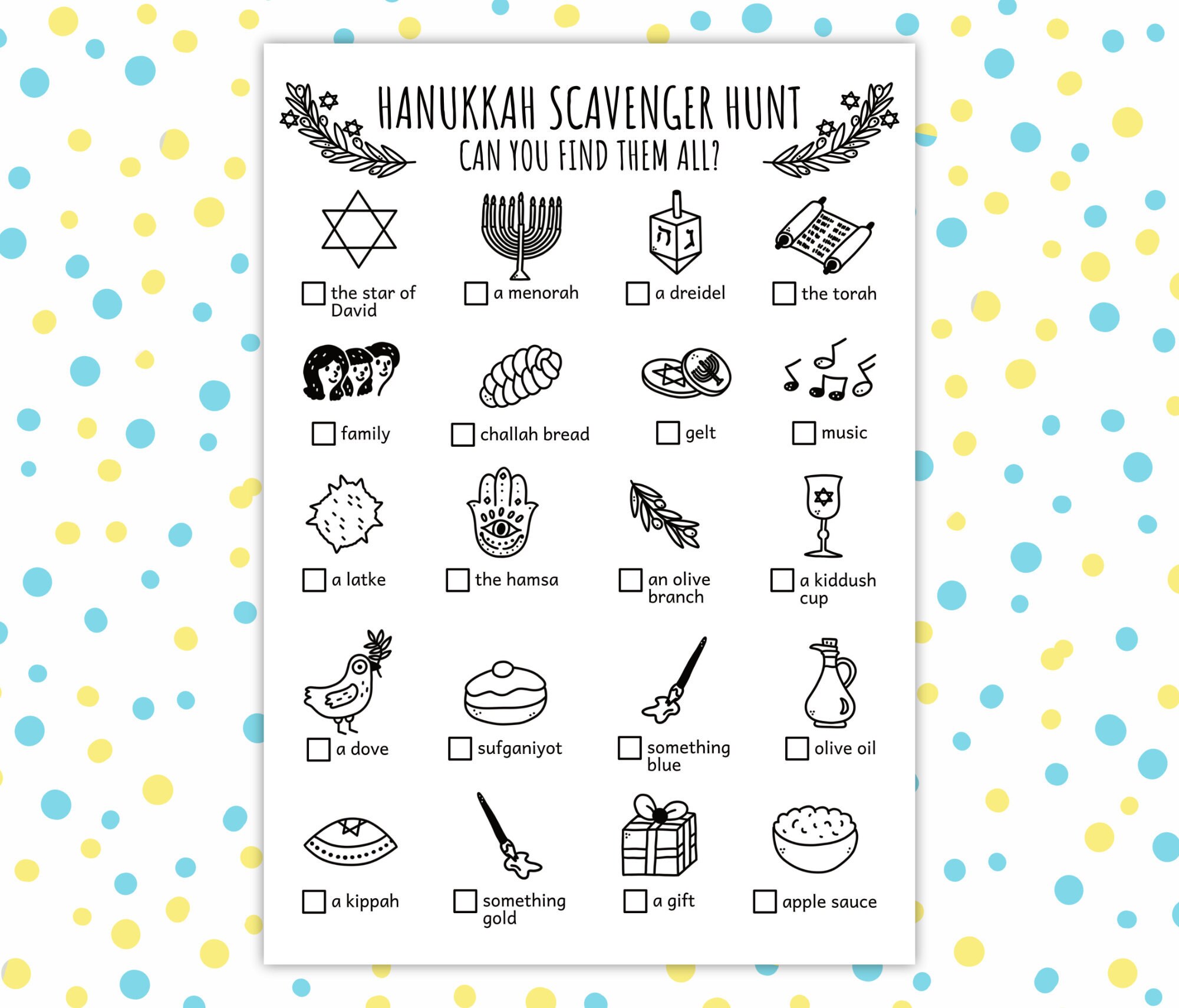 Hanukkah Scavenger Hunt for Kids, Chanukah Treasure Hunt, Party ...