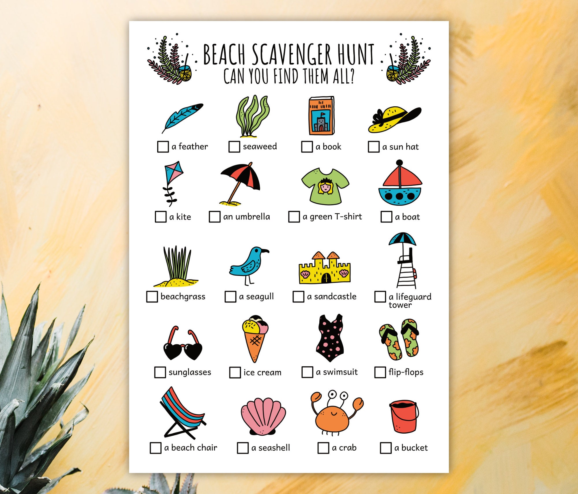 Beach Scavenger Hunt for Kids, Summer Kids Activities and Kids Beach ...