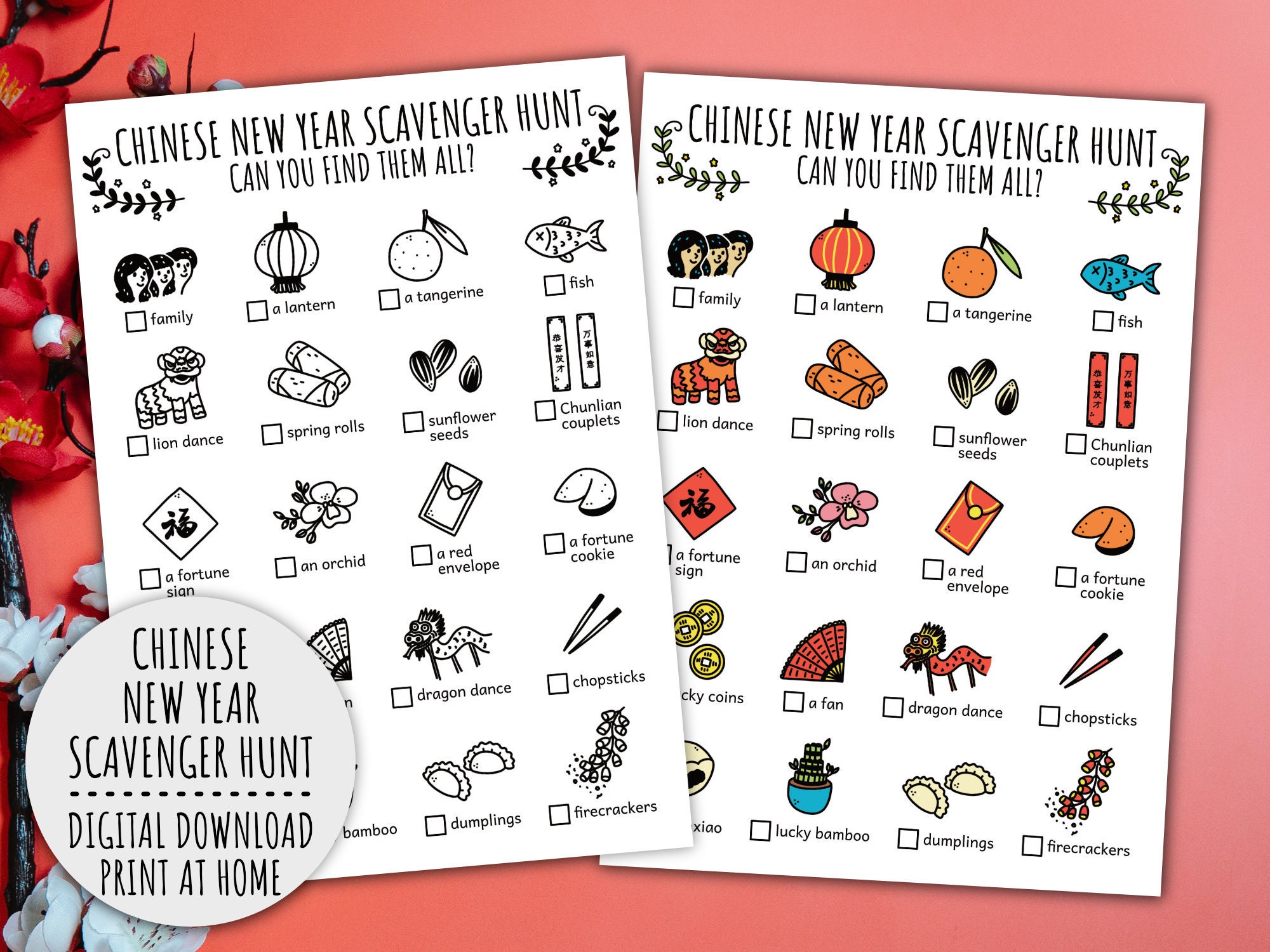 Chinese New Year Scavenger Hunt for Kids, Lunar Treasure Hunt, Spring ...