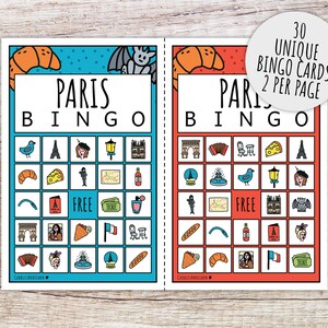 Paris Bingo Game for Kids, Kids Parisian Party Game, Travel Classroom ...