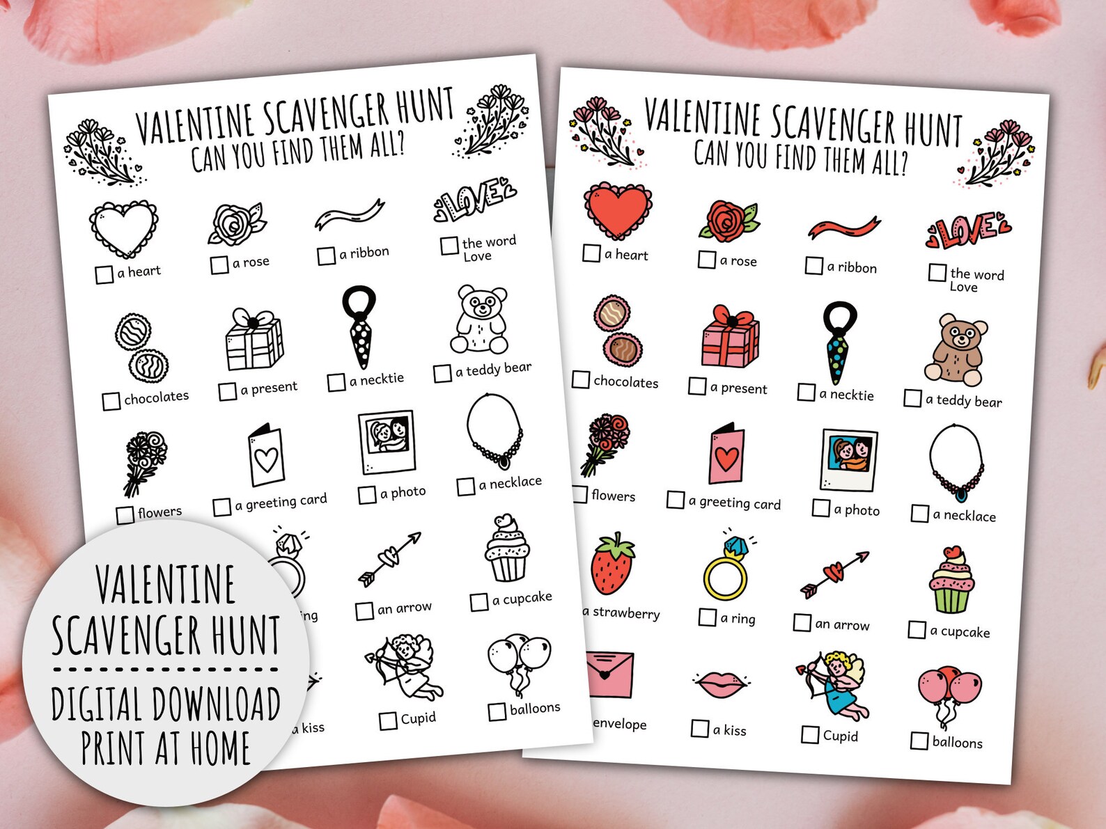 Valentine Scavenger Hunt for Kids, Romantic Treasure Hunt, Valentine ...