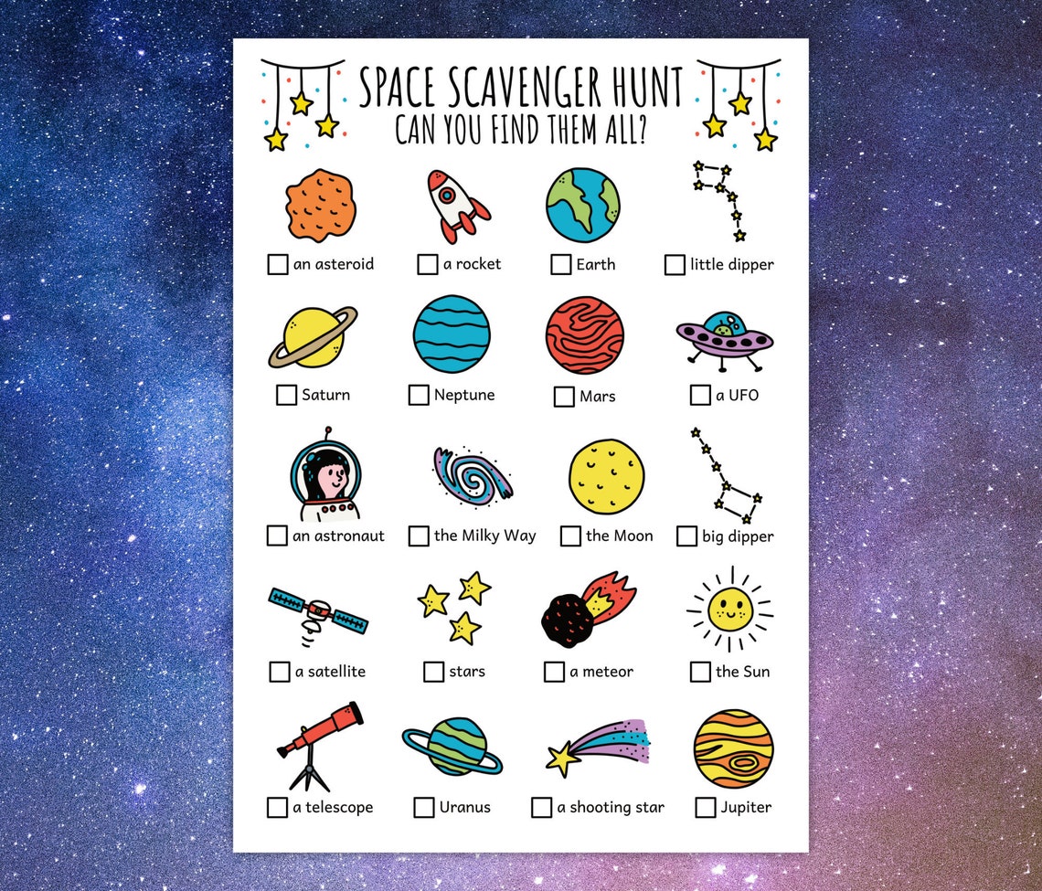 Space Scavenger Hunt for Kids, Planetarium Treasure Hunt, Galaxy ...