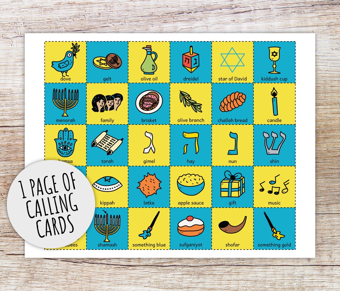 Hanukkah Bingo Game for Kids, Chanukah Party Game, Classroom Game and ...