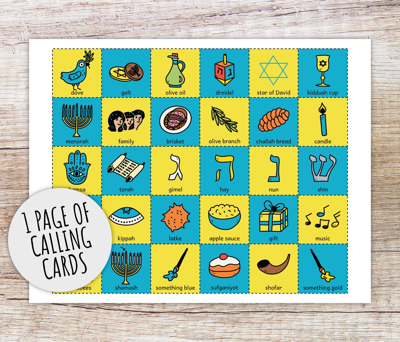 Hanukkah Bingo Game for Kids, Chanukah Party Game, Classroom Game and ...