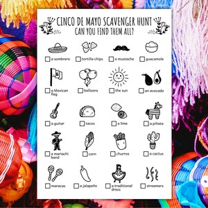 Cinco De Mayo Scavenger Hunt for Kids, Outdoor Mexican Treasure Hunt ...