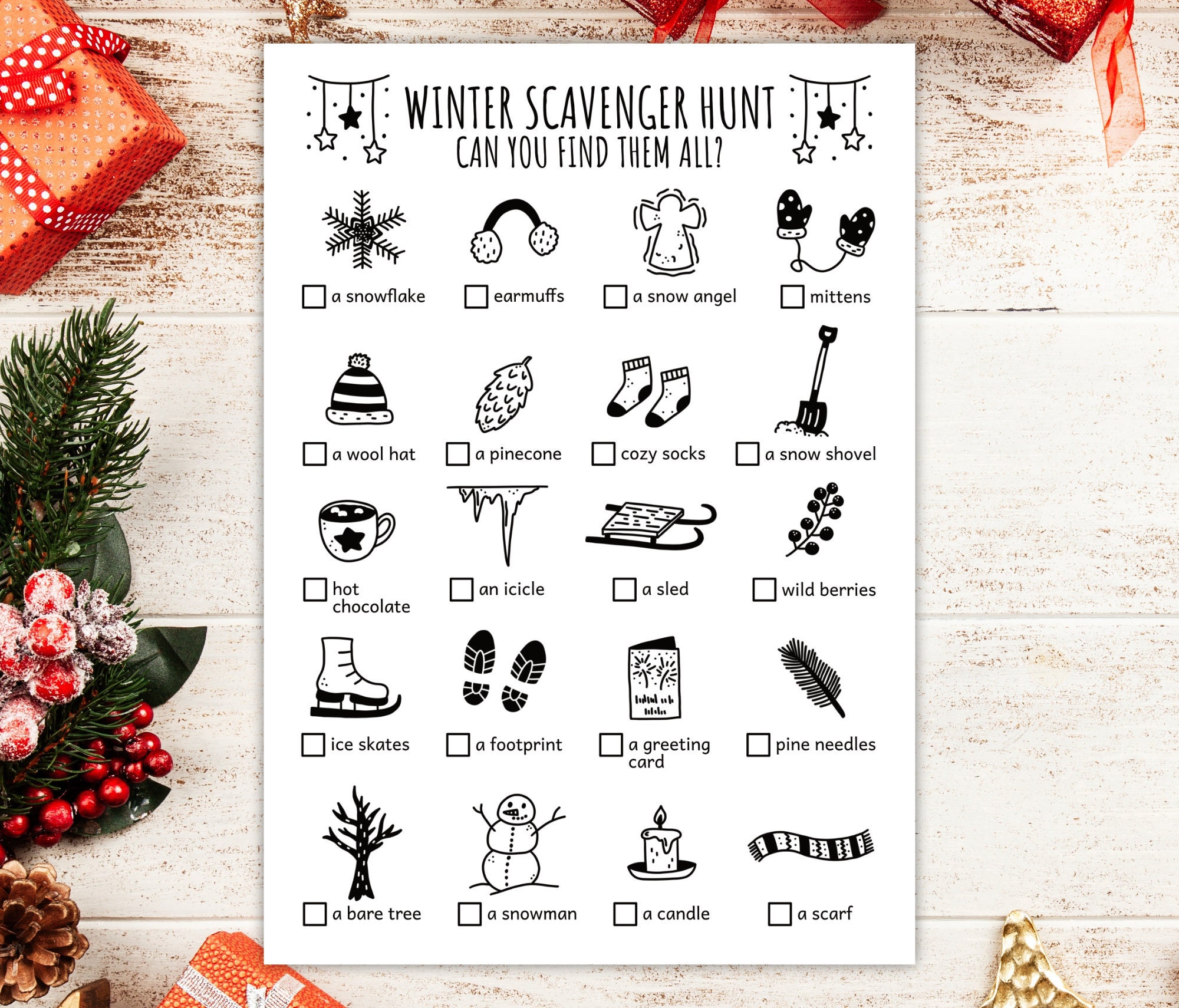 Winter Scavenger Hunt for Kids, Wintertime Treasure Hunt, Winter ...
