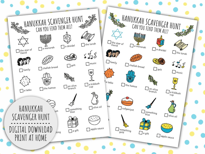 Hanukkah Scavenger Hunt for Kids, Chanukah Treasure Hunt, Party ...