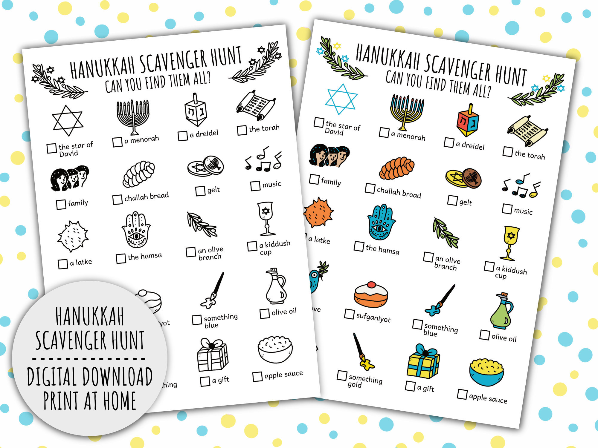 Hanukkah Scavenger Hunt for Kids, Chanukah Treasure Hunt, Party ...
