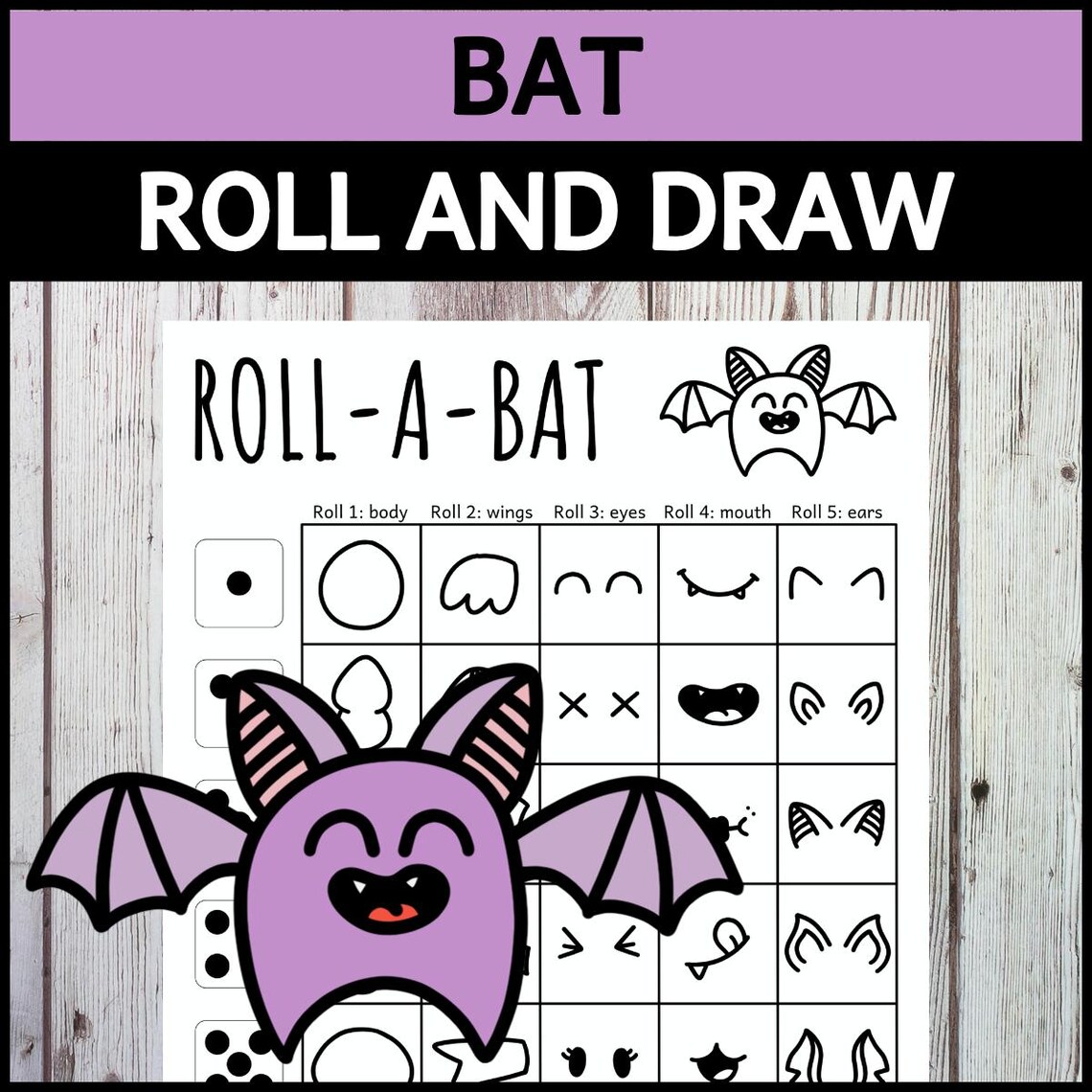 Roll-a-bat Roll and Draw an Halloween Bat Game Spring Dice Drawing ...