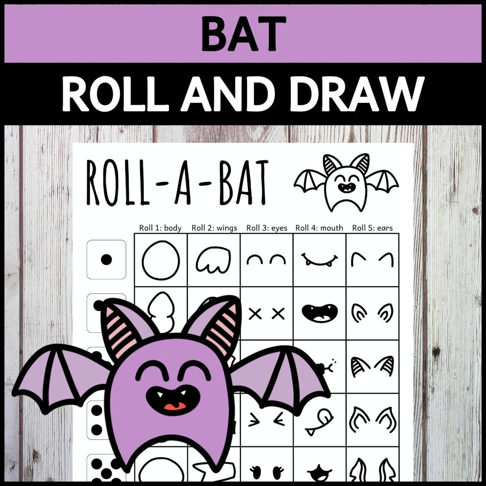 Roll-a-bat Roll and Draw an Halloween Bat Game Spring Dice Drawing ...