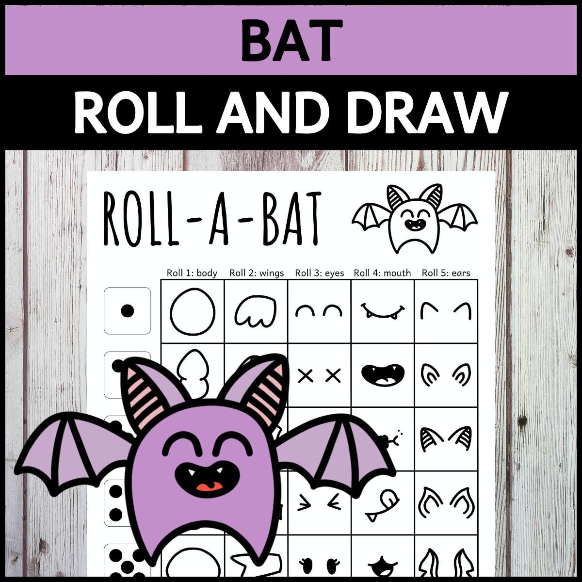 Roll-a-bat Roll and Draw an Halloween Bat Game Spring Dice Drawing ...